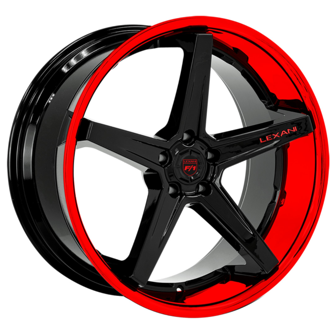 Black Red Lip Lexani Forged Wheels 2 Piece Y Twist Spokes
